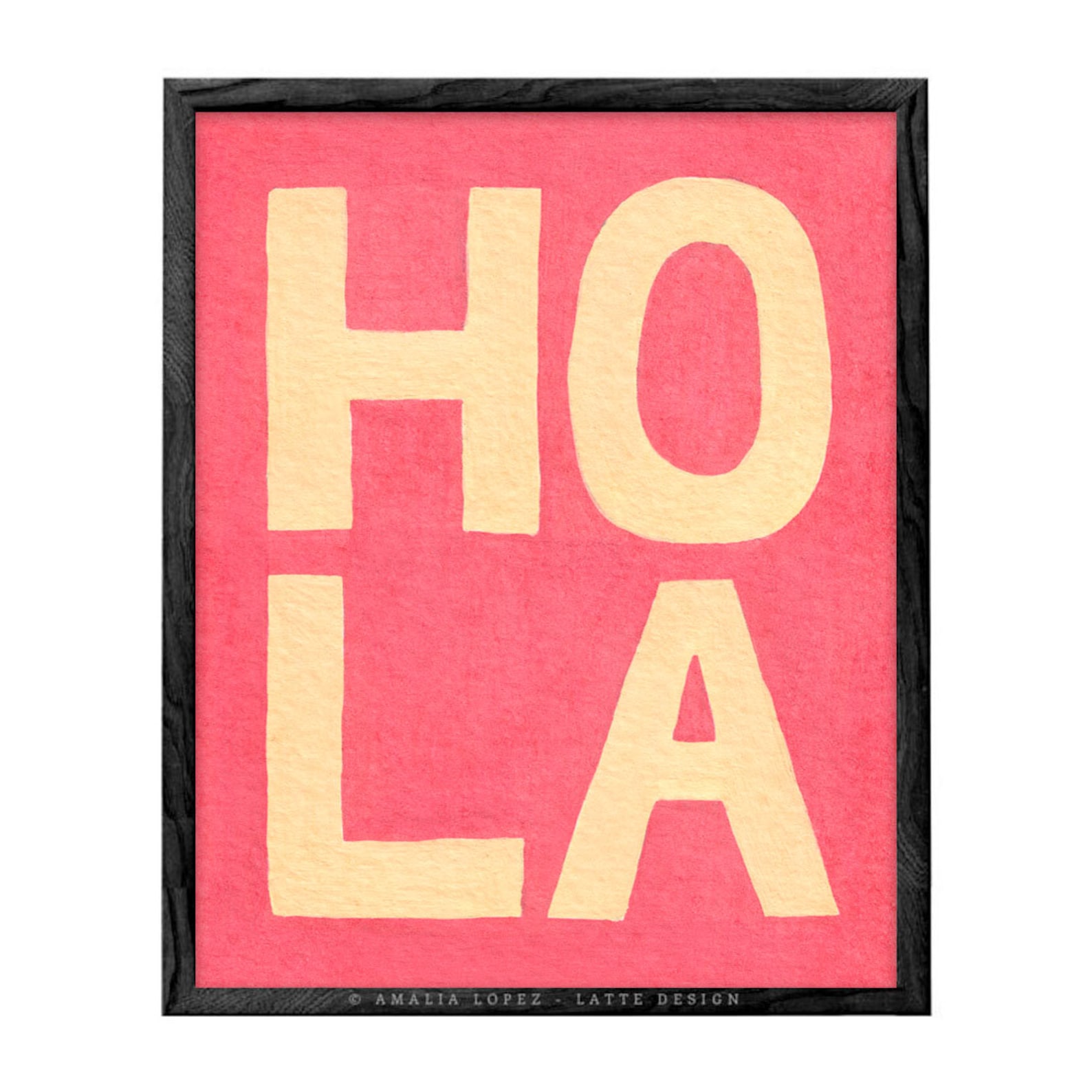 Hola Print. Digital Download. Hola Wall Art, Pink Typography Print ...