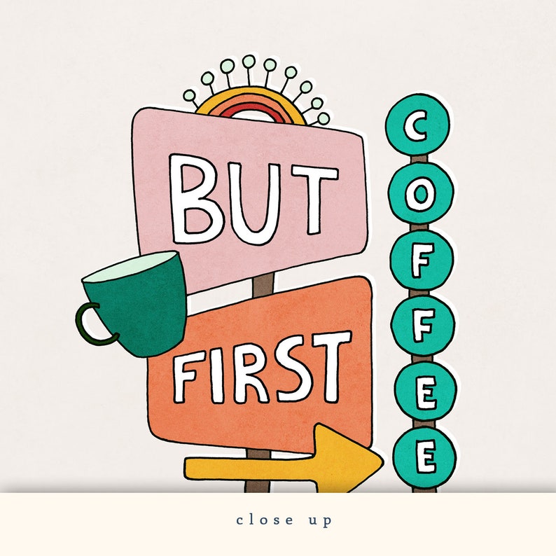 But First Coffee Print Retro Coffee Print Retro Kitchen Wall - Etsy UK