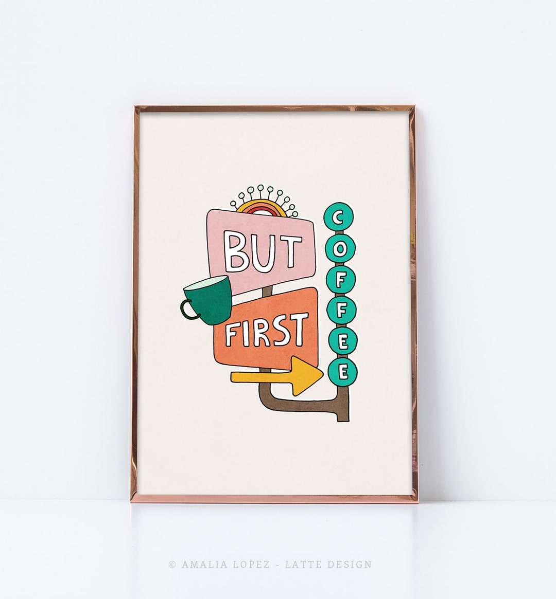 But First Coffee Print. Digital Download. Retro Coffee Print, Retro ...