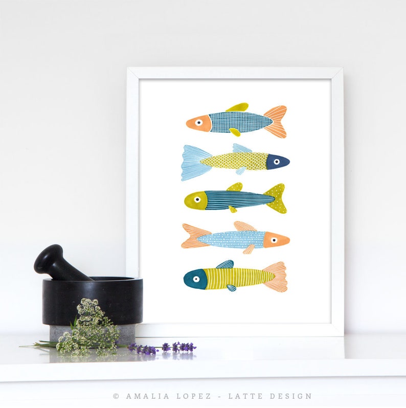 Fish 3 Print. Digital Download. Bathroom Print, Coastal Print, Kitchen ...