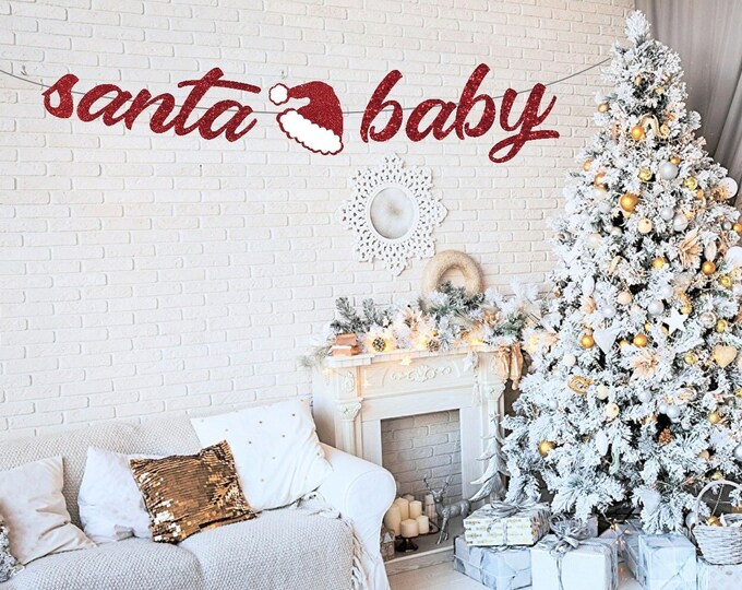 Santa Baby Banner, Santa Baby Sign, Santa Baby, Holiday Baby Shower ...