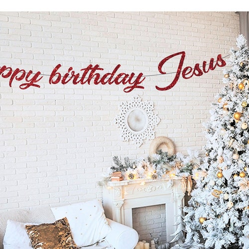 Happy Birthday Jesus Jesus Banner Christian Christmas - Etsy