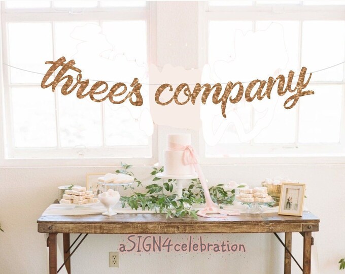 Three's Company Banner, Triplet Baby Shower, Baby Shower Banner, Baby ...
