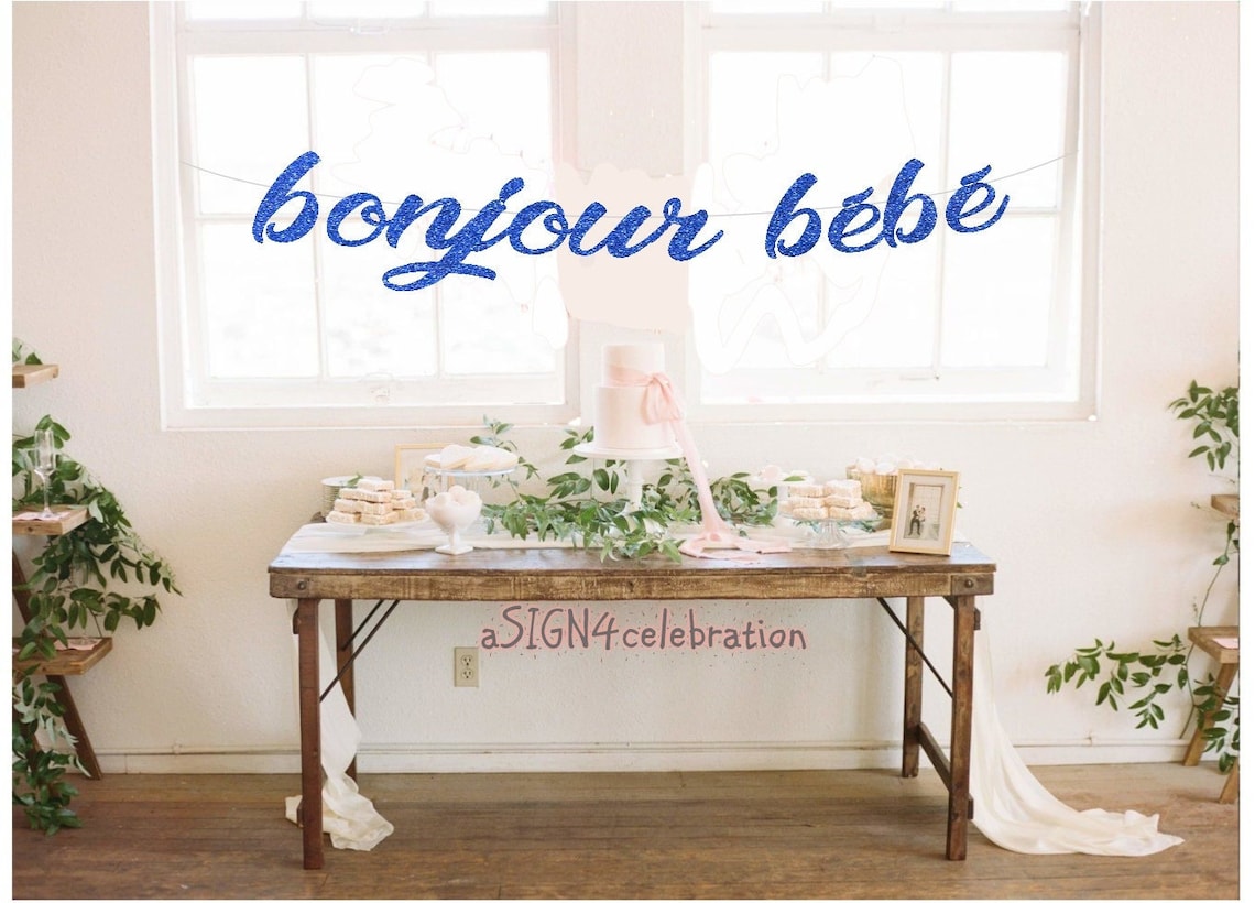Bonjour Bebe Banner Baby Shower Banner Baby Shower Bonjour | Etsy