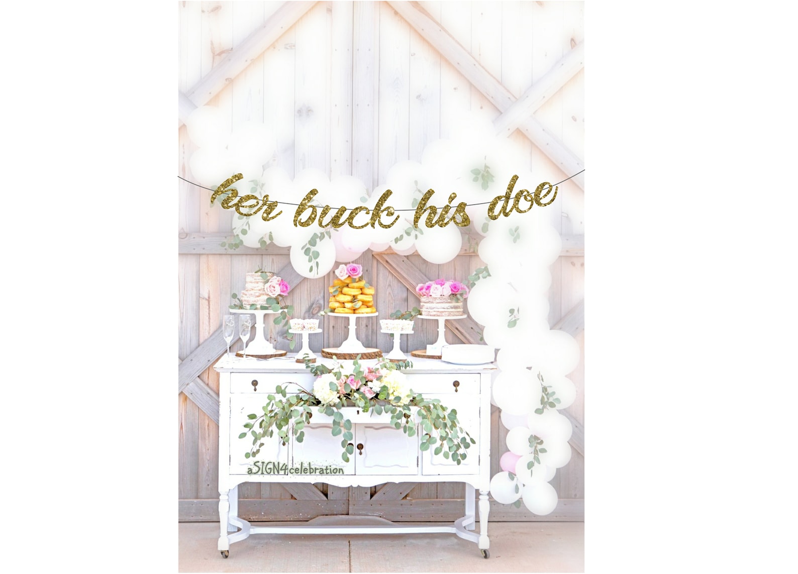 Her buck his doe rustic banner rustic wedding banner | Etsy