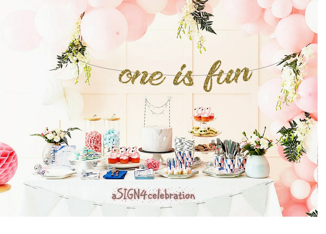 One is fun banner one year old 1st year one yr birthday | Etsy