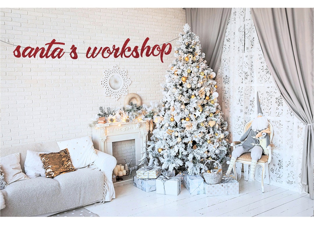 Santa's Workshop Banner, Santa's Workshop, Christmas Banner, Christmas ...