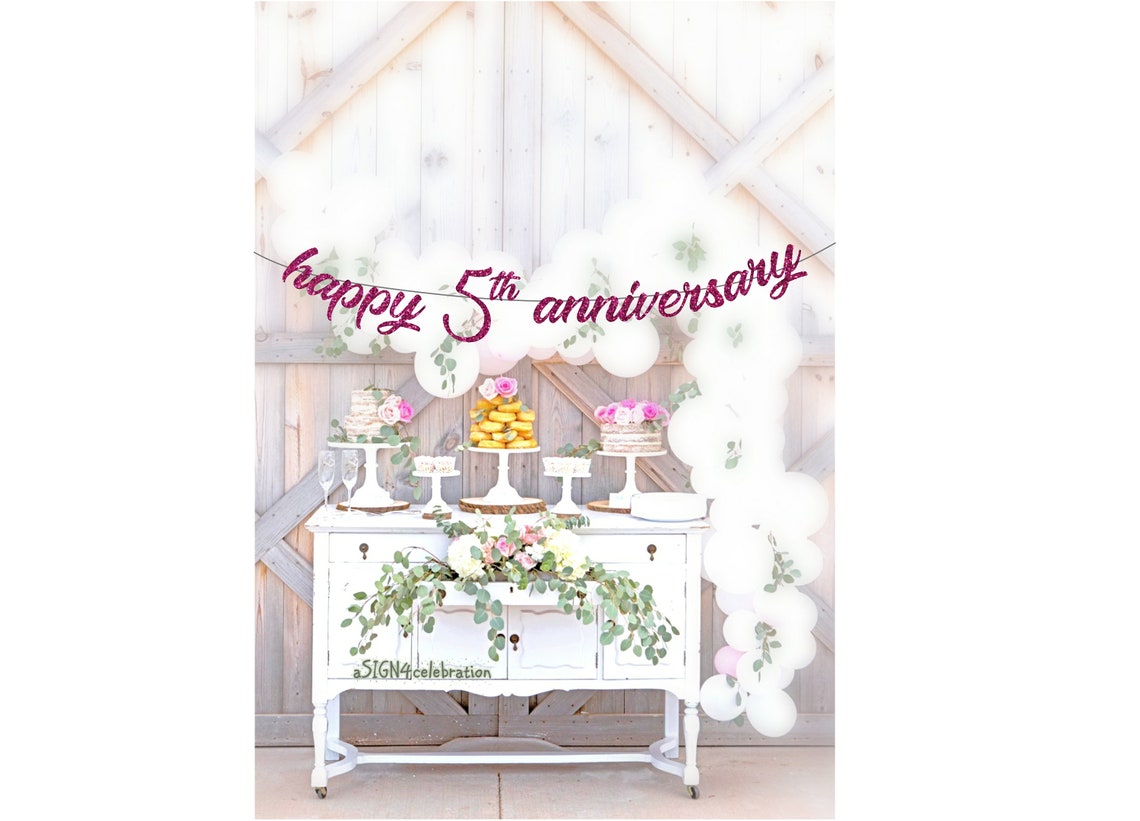Happy 5th Anniversary Happy Anniversary Banner 5th Wedding | Etsy