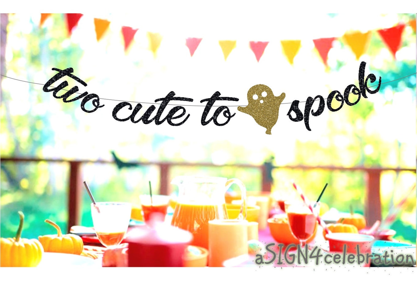 Two Cute to Spook Two Cute to Spook Banner Two Year Old - Etsy