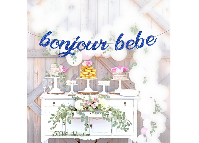 Bonjour bebe banner baby shower banner baby shower bonjour | Etsy