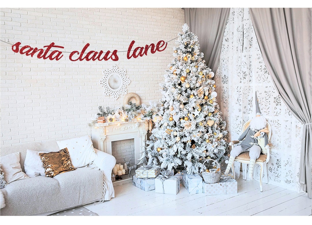 Santa Claus Lane Banner, Santa Claus Lane, Christmas Party Banner ...