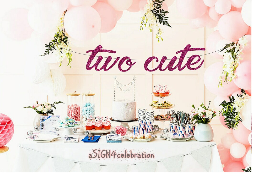 Two Cute Banner, Custom 2nd Birthday Banner, Two Years Old Banner, Two ...