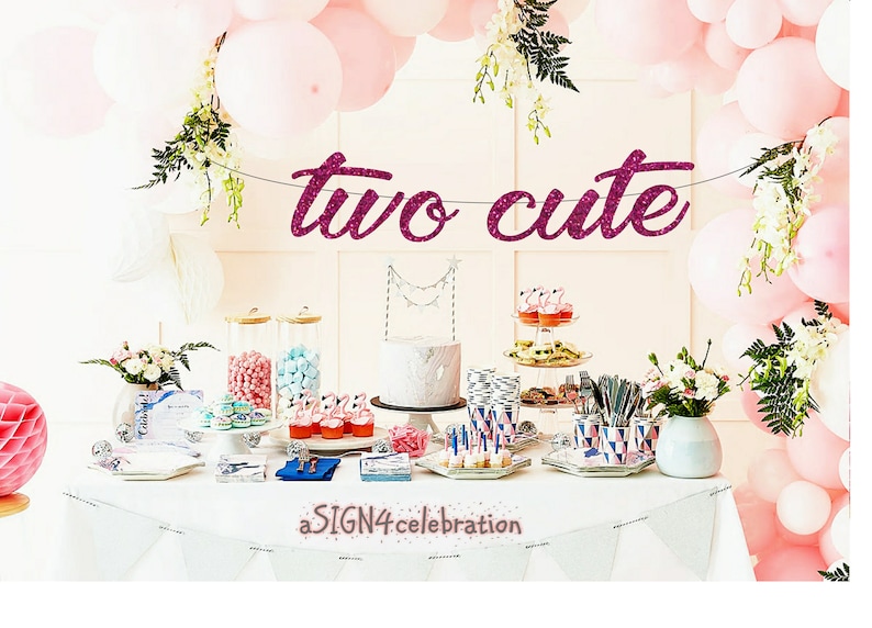 Two Cute Banner Custom 2nd Birthday Banner Two Years Old - Etsy