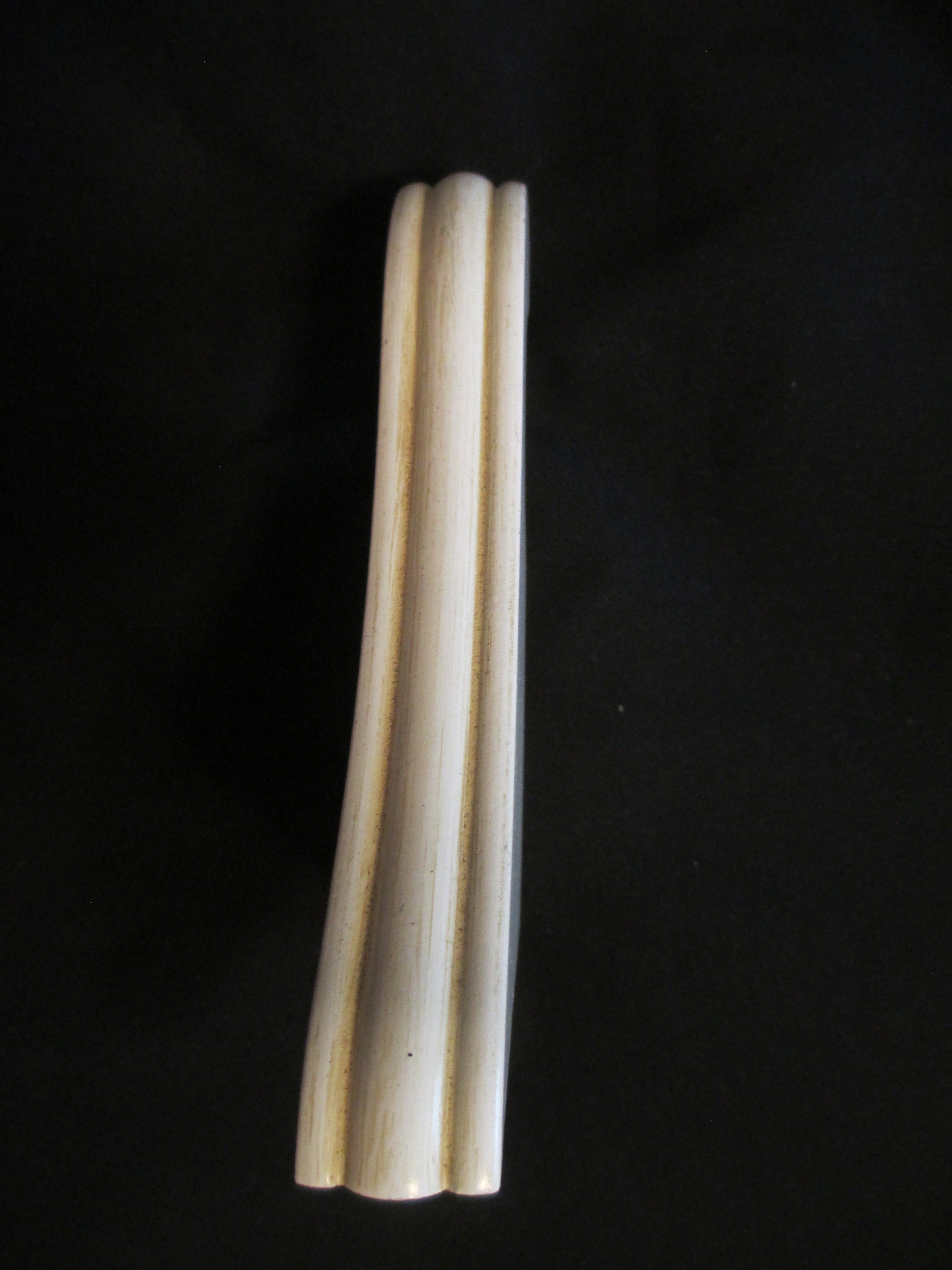 18" Ivory / Cream Painted Fluted Wood Rod , 3 Rings and 2 Fluted ...