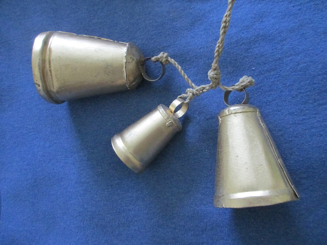 3 Gold Painted Metal Bells With Wood Clappers on Jute Tie - Etsy