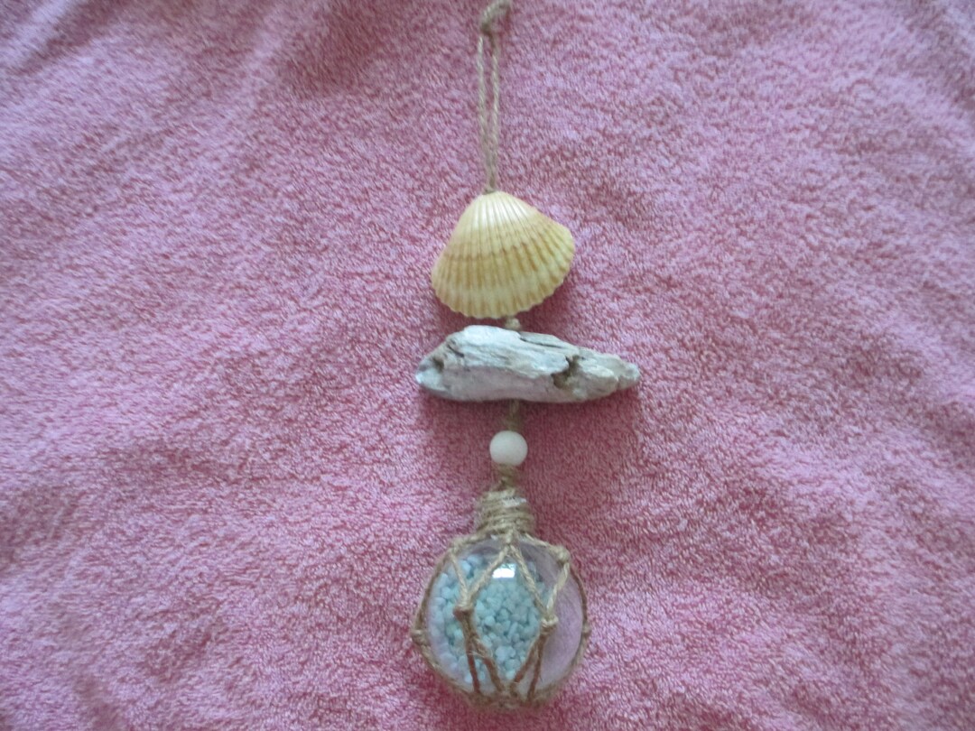 Light Aqua Tiny Pebbles in Clear Plastic Float With Fishing Net , Sea ...