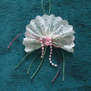 4 Lace Victorian Fans With Ribbons , Pearls , Rose Buds Valentines Day ...
