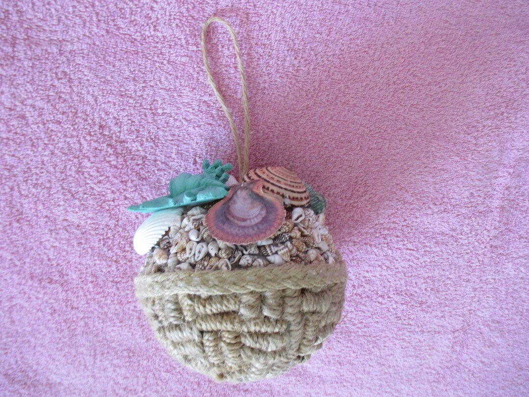 Shell Sphere: Beachy Sisal Hanging Orb - Etsy