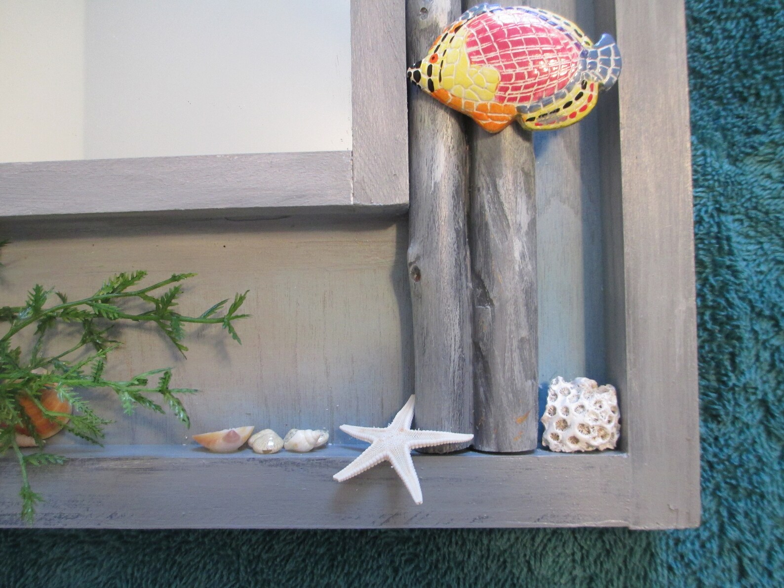 Nautical / beachy driftwood gray painted with under sea | Etsy