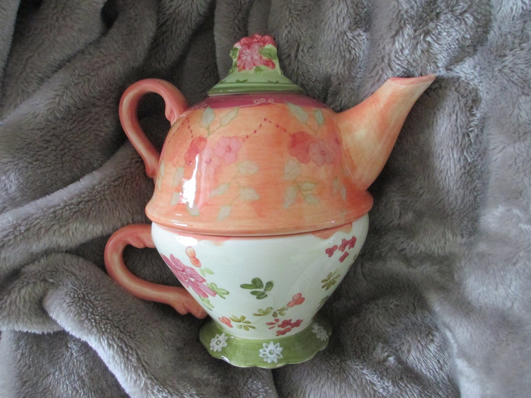 Tracy Porter Impatiens Tea for One Set: Hand-painted Teapot, Teacup ...