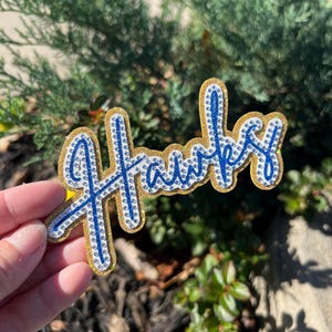 Hawks *3D Glitter Mascot Rhinestone Hat Patch* Iron-on Adhesive - Etsy
