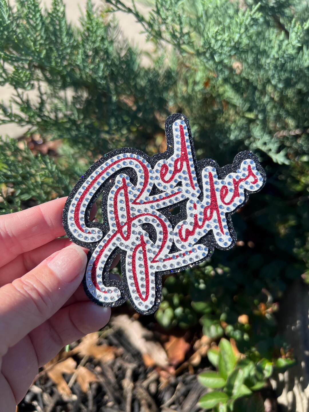 Red Raiders *3D Glitter Mascot Rhinestone Hat Patch* Iron-on Adhesive ...