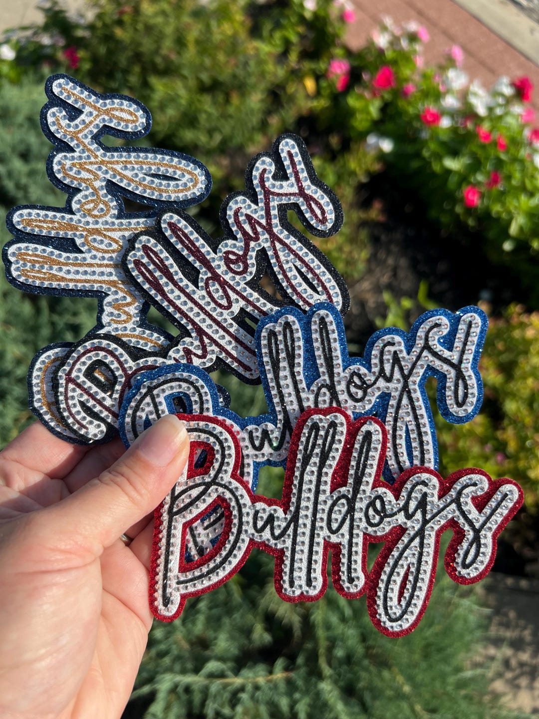 Bulldogs *3D Glitter Mascot Rhinestone Hat Patch* Iron-on Adhesive - Etsy