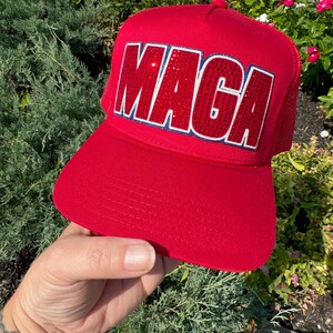 MAGA Mega Bling Patch *3D Glitter Mascot Rhinestone Hat Patch* Iron-on ...