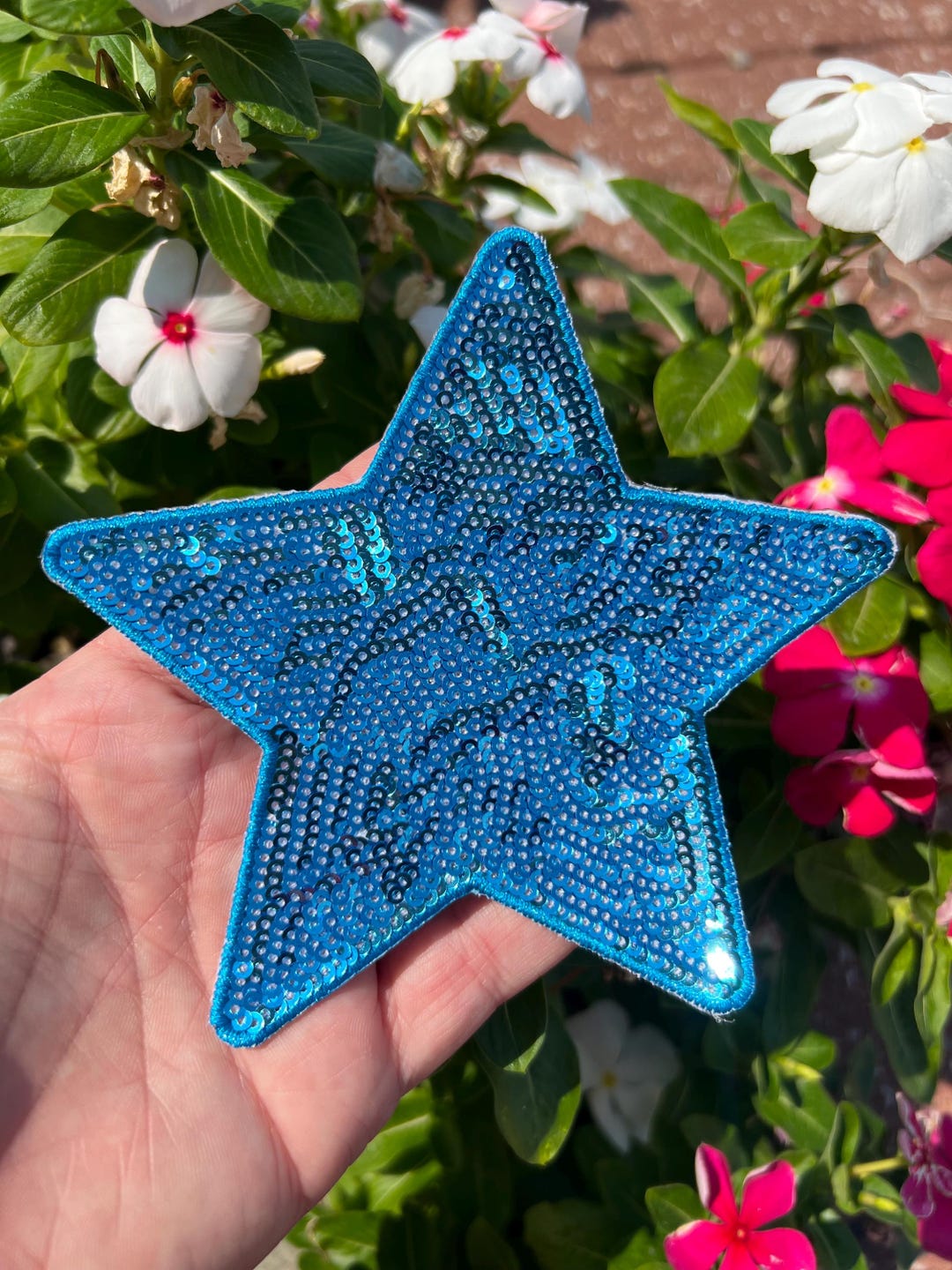 Blue Sequin Star Iron-on Patch/ Large 5"/ Patch / Iron on Patch / Sequin Patch/ Hat Patch ...