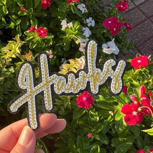 Hawks *3D Glitter Mascot Rhinestone Hat Patch* Iron-on Adhesive - Etsy