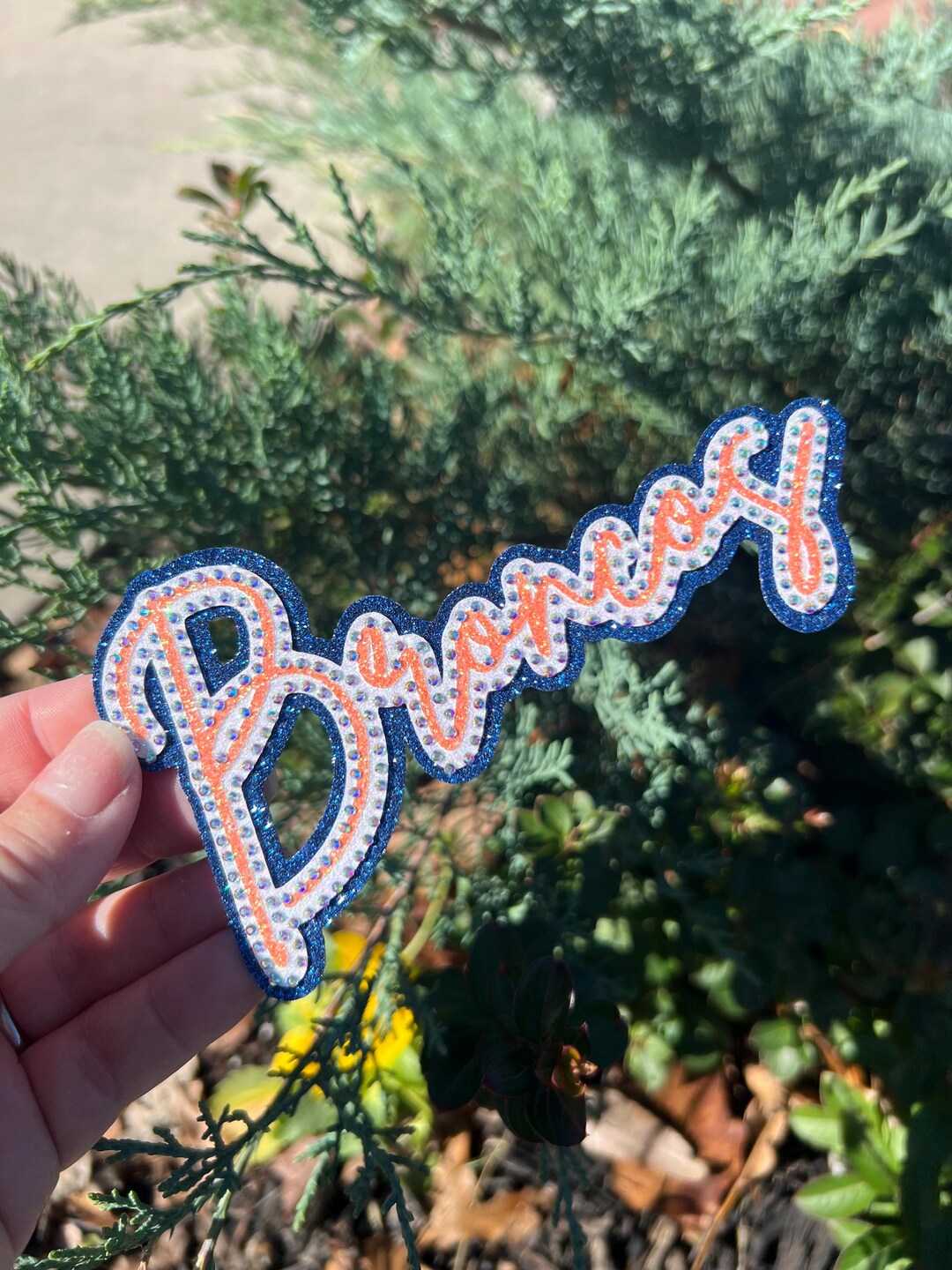 Broncos *3D Glitter Mascot Rhinestone Hat Patch* Iron-on Adhesive - Etsy