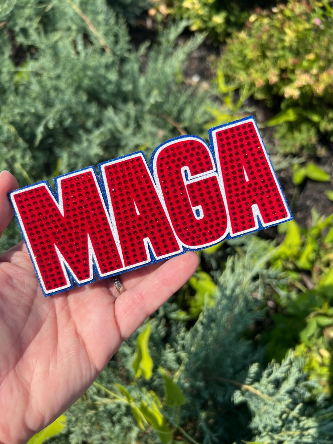 MAGA Mega Bling Patch *3D Glitter Mascot Rhinestone Hat Patch* Iron-on ...