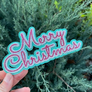 Merry Christmas Mega Bling Patch *3D Glitter Mascot Rhinestone Hat ...