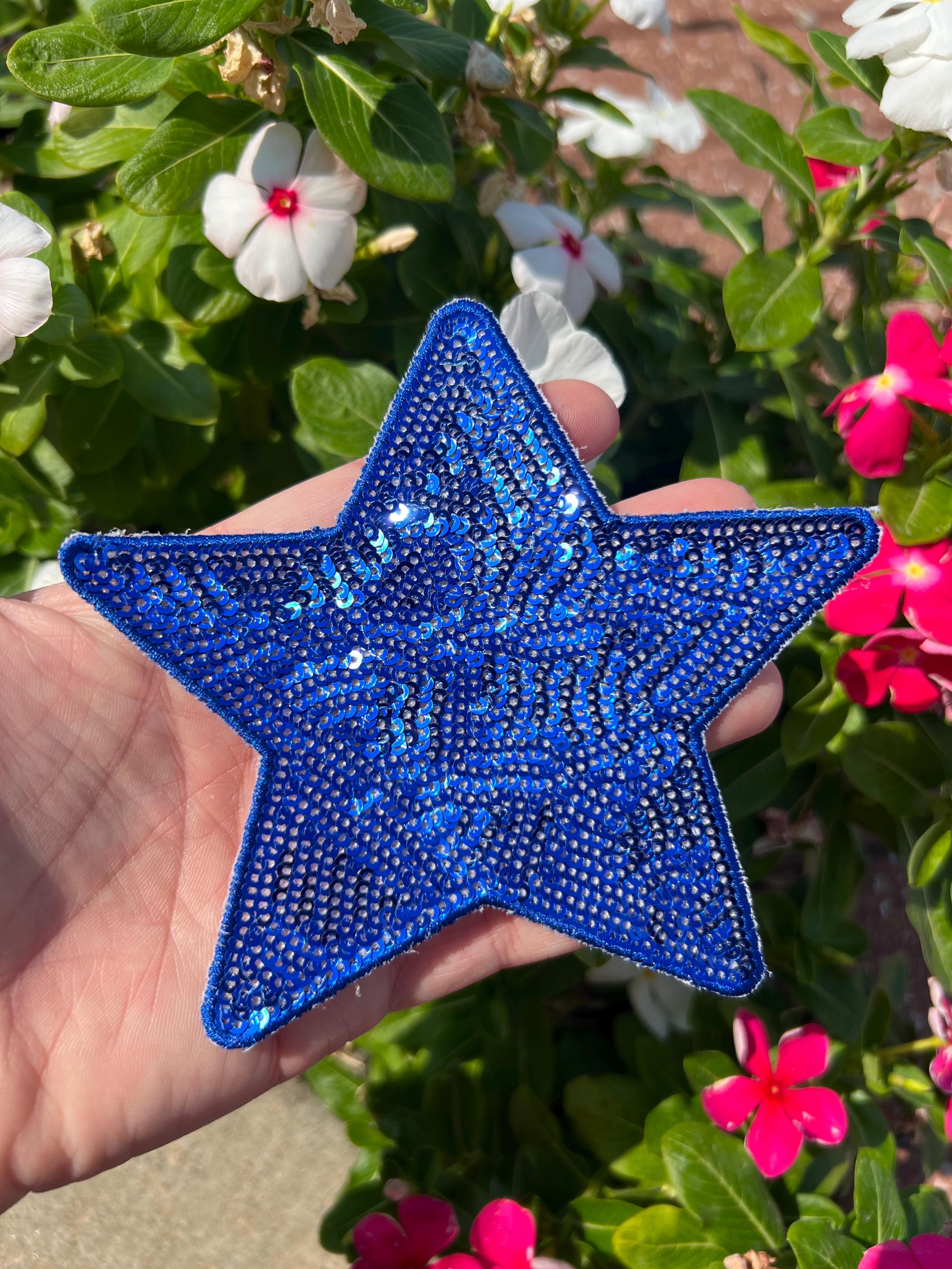 Royal Blue Sequin Star Iron-on Patch/ Large 5"/ Patch / Iron on Patch / Sequin Patch/ Hat Patch ...