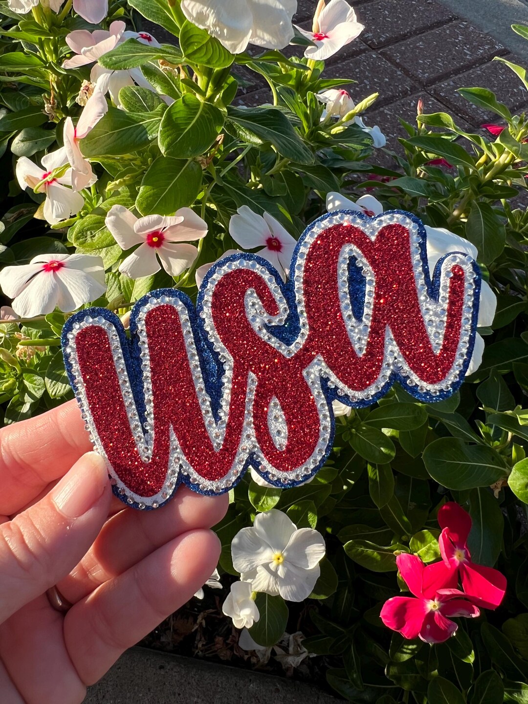 USA 3D Glitter Mascot Rhinestone Hat Patch Iron-on Adhesive - Etsy