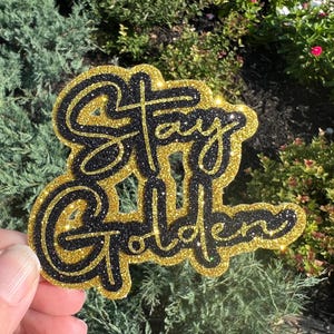 Stay Golden 3D Glitter Mascot Hat Patch Iron-on Adhesive - Etsy
