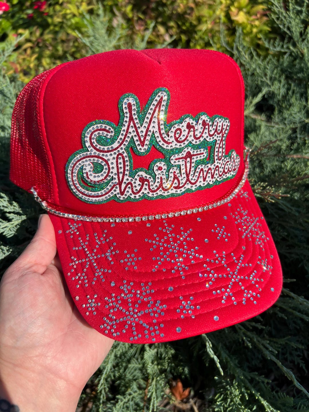 Merry Christmas Mega Bling Patch *3D Glitter Mascot Rhinestone Hat ...