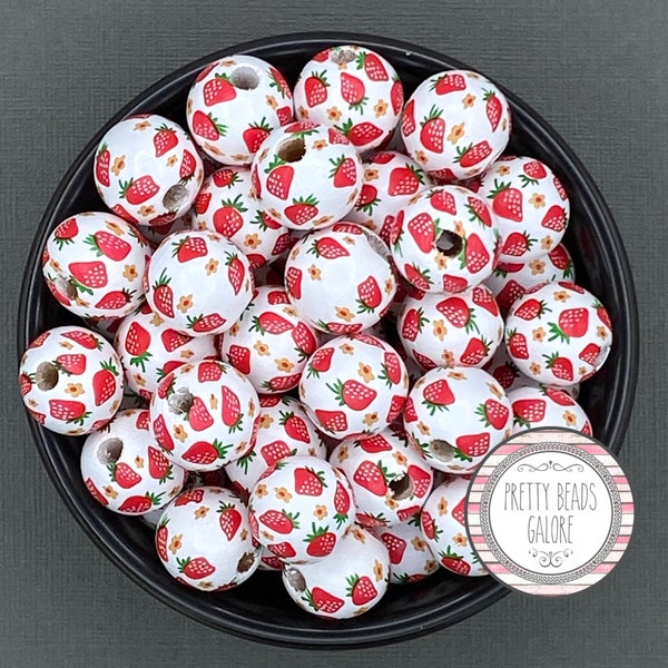 Strawberry Wood Beads - Etsy