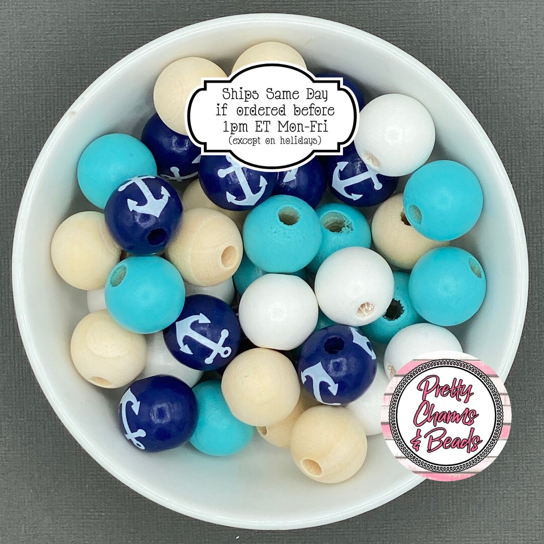 Nautical Theme Anchor Wood Bead Mix for Garland Beaded - Etsy
