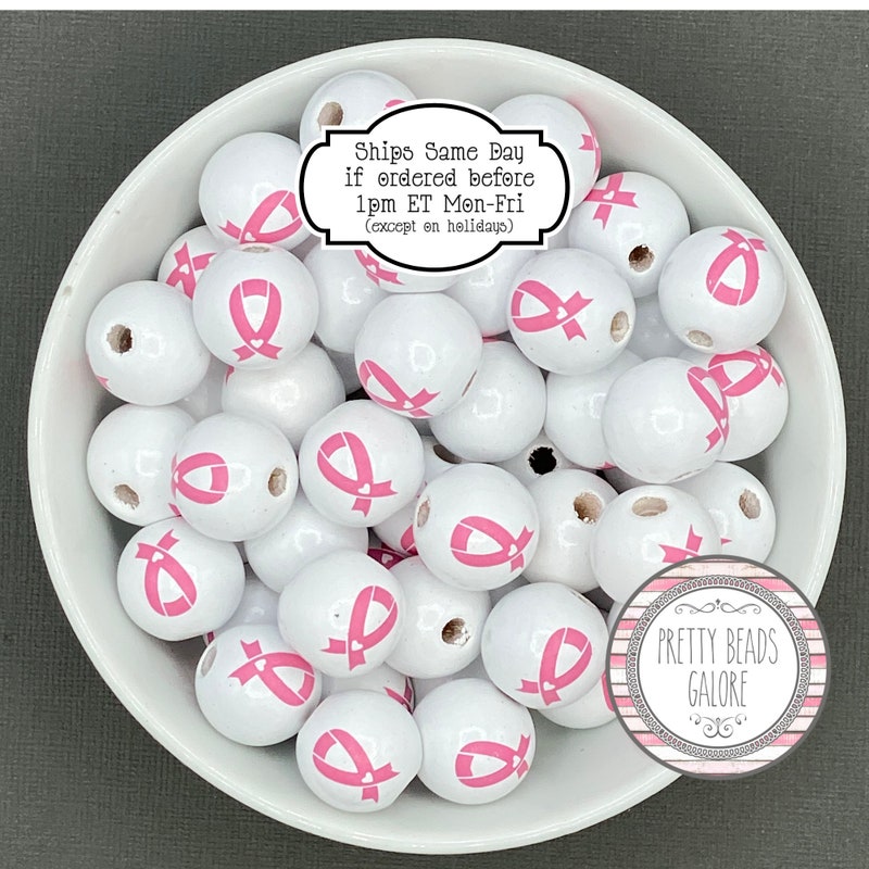 Pink Ribbon Beads - Etsy