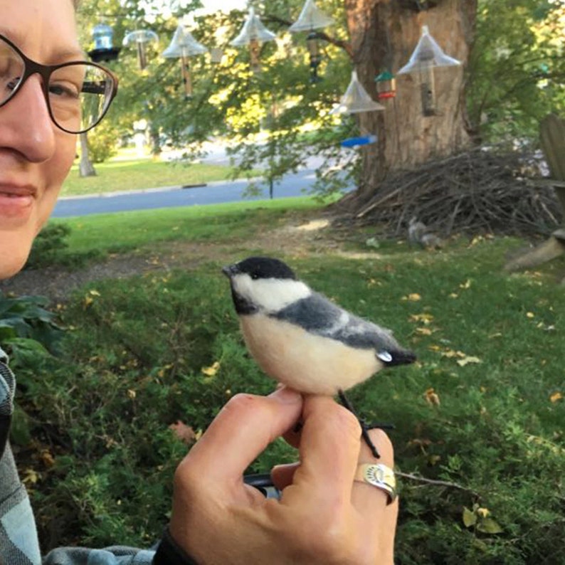 Needle felted chickadee on feet | Etsy