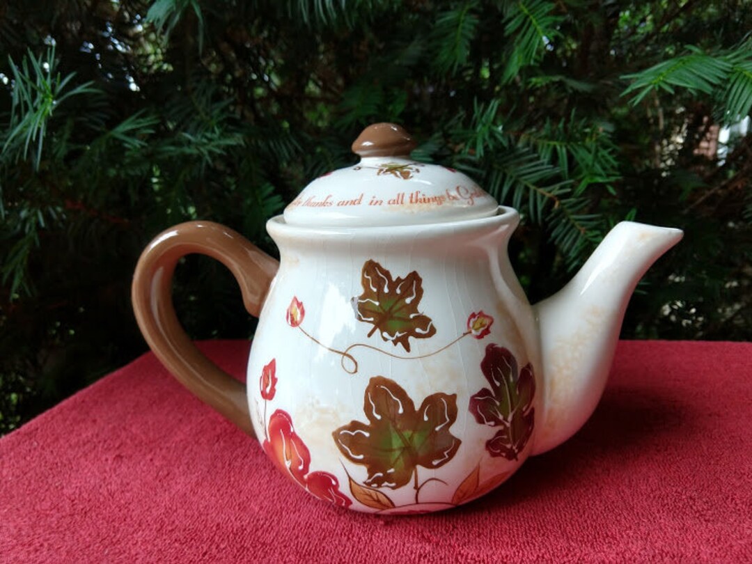 Bella Casa by Ganz Ceramic Teapot With Lid Handle Spout White With ...