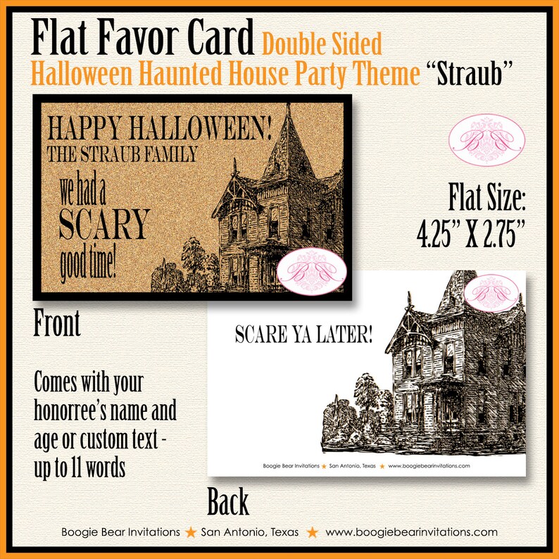 Haunted House Party Favor Card Tent Place Food Tag Appetizer | Etsy