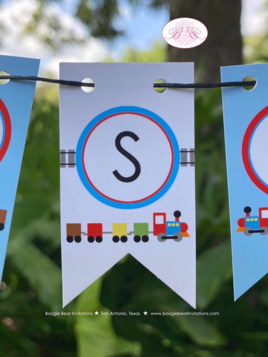 Modern Train Party Pennant Cake Banner Topper Birthday Boy Red | Etsy