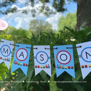 Modern Train Party Pennant Cake Banner Topper Birthday Boy Red - Etsy