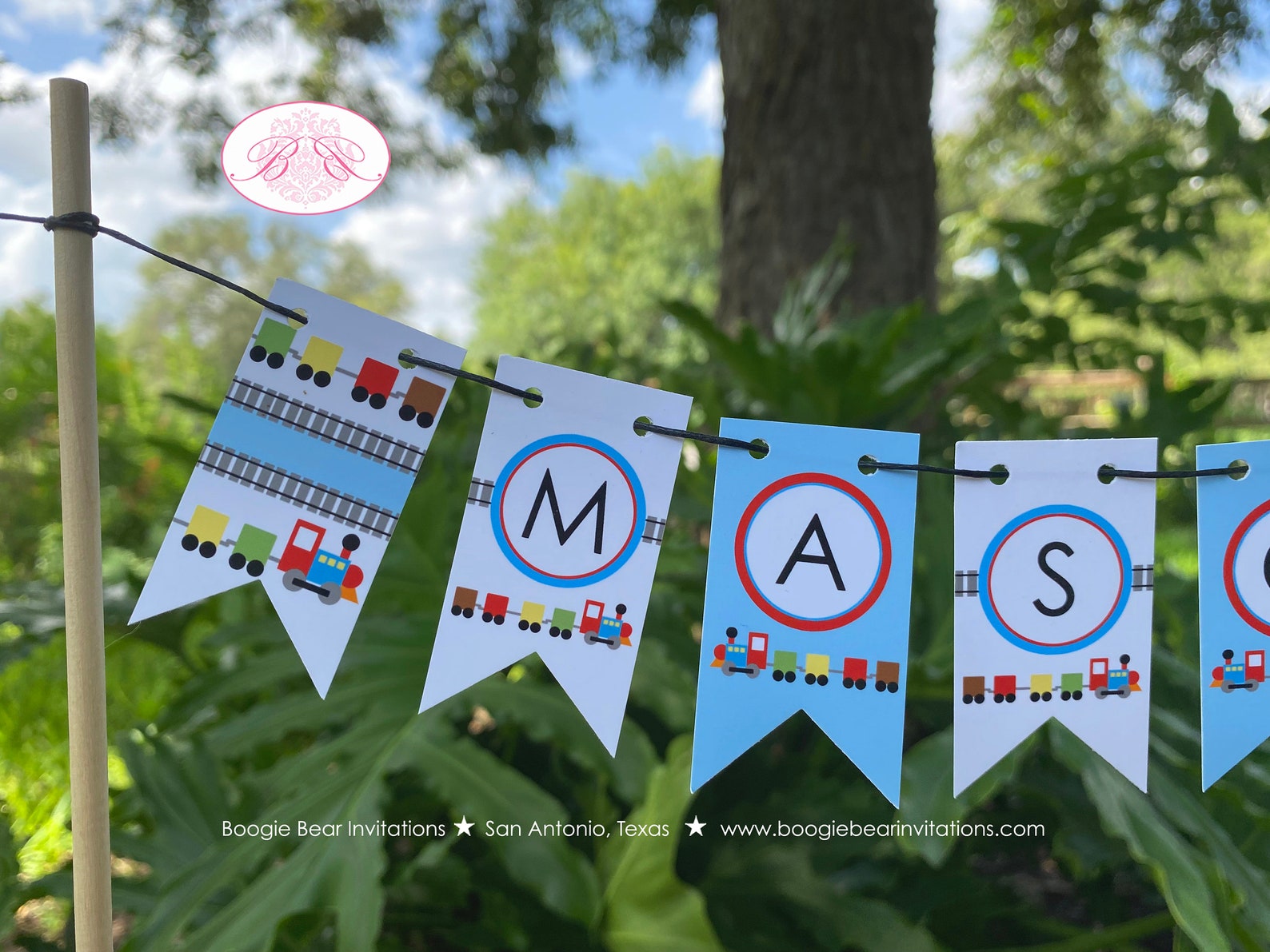 Modern Train Party Pennant Cake Banner Topper Birthday Boy Red | Etsy