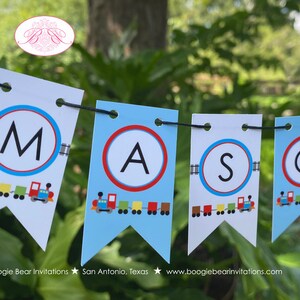 Modern Train Party Pennant Cake Banner Topper Birthday Boy Red - Etsy
