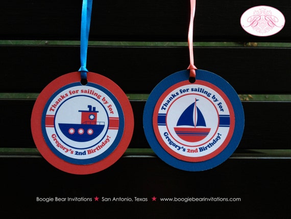 Sail Tug Boat Birthday Party Favor Tags Ribbon Ship Boy Girl | Etsy