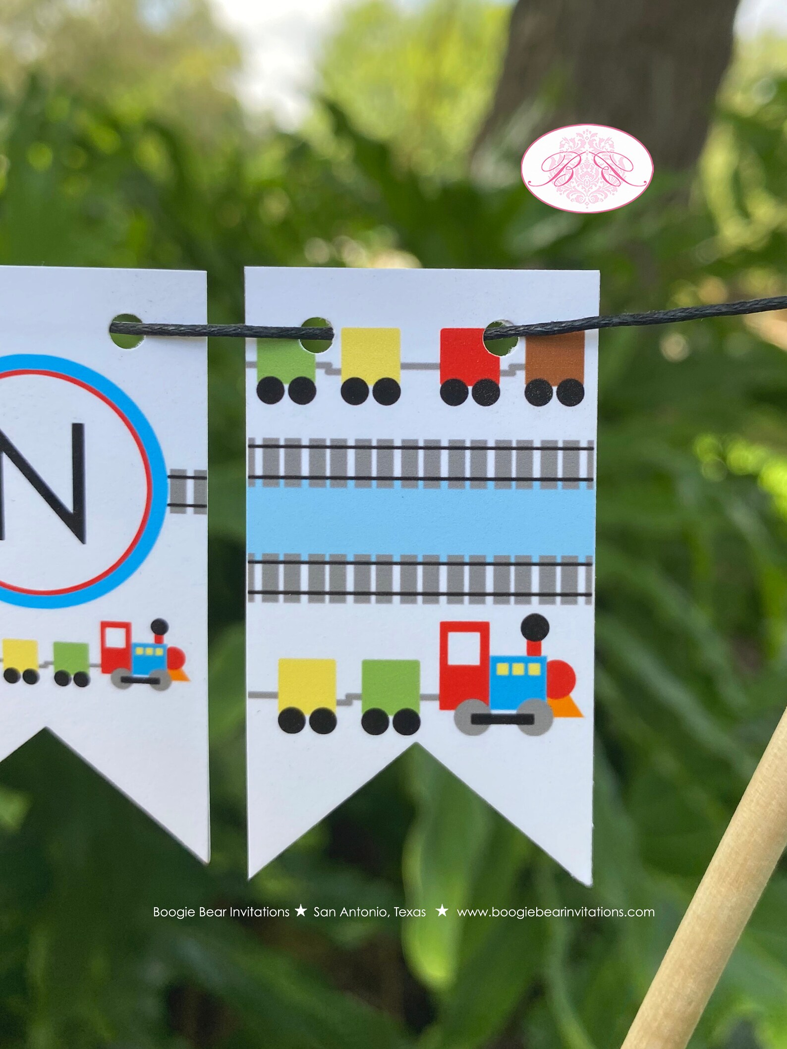 Modern Train Party Pennant Cake Banner Topper Birthday Boy Red | Etsy