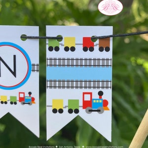 Modern Train Party Pennant Cake Banner Topper Birthday Boy Red - Etsy